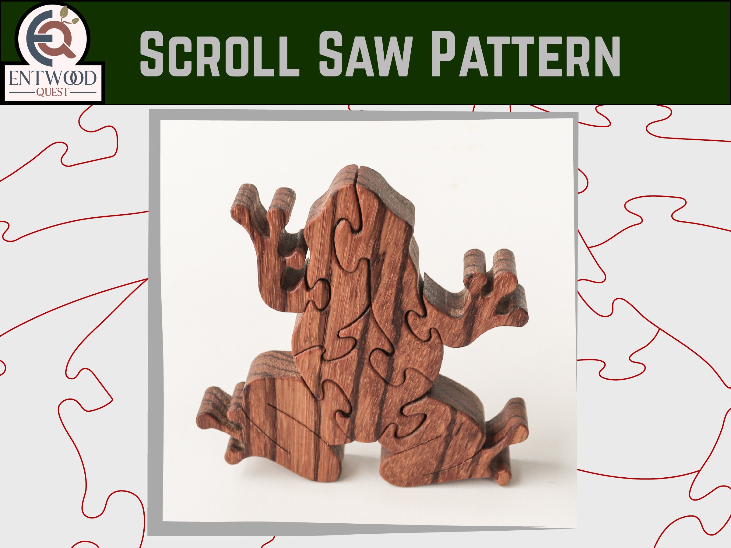 Reptiles & Amphibians Scroll Saw Puzzle Pattern Set, Ball Python, Frog, Tortoise, Fence Lizard ...