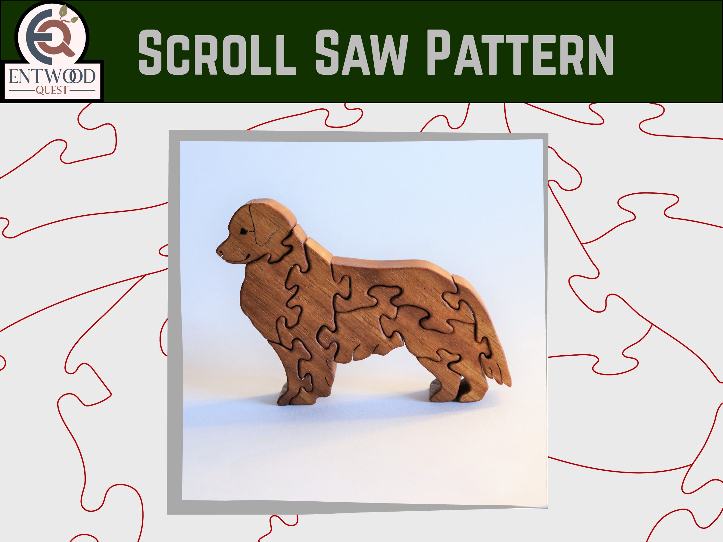 Dog Breed Variety Scroll Saw Puzzle Pattern Set, Golden Retriever ...