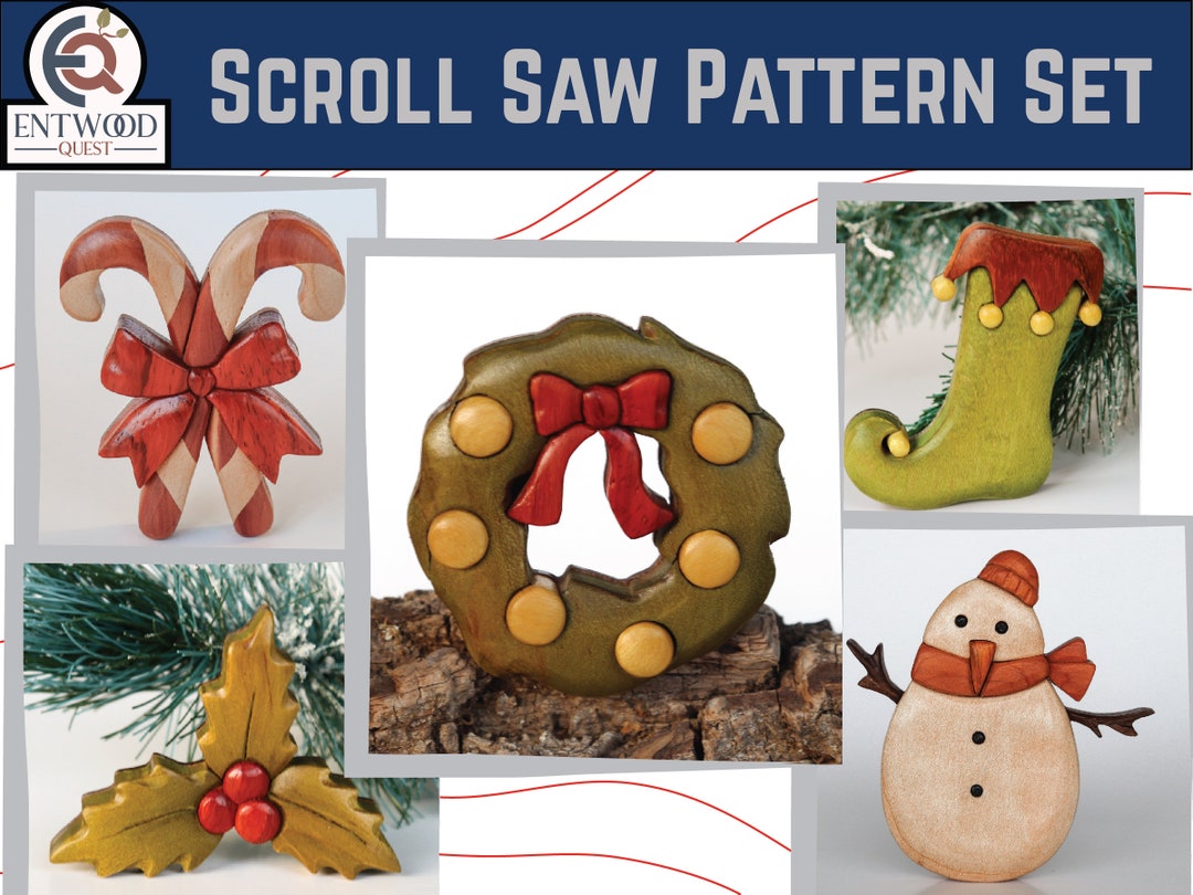 Christmas Mini Intarsia Pattern Set, Wreath, Candy Cane, Elf Stocking ...