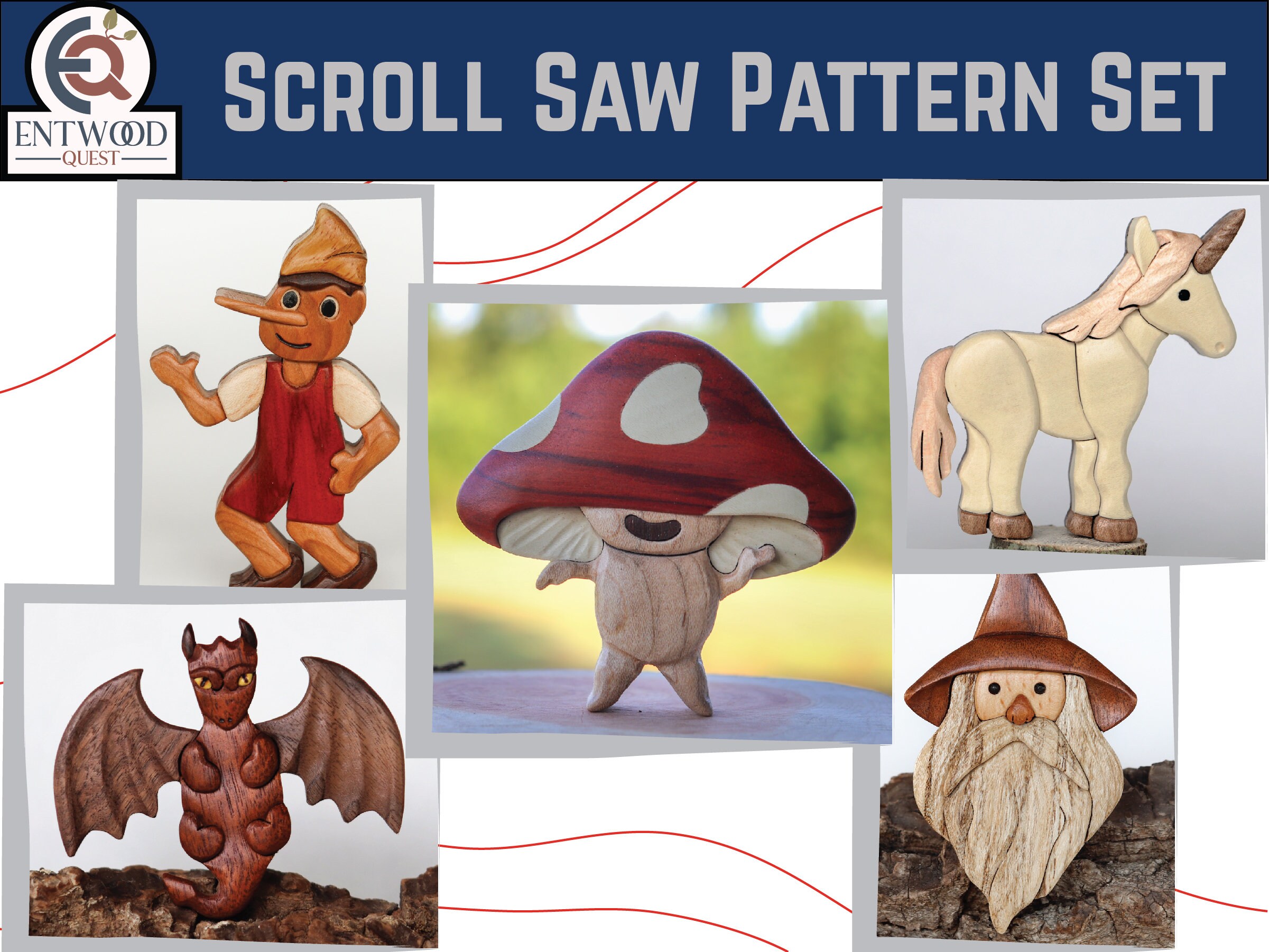 Mythical Creatures Mini Intarsia Pattern Set, Unicorn, Wizard ...
