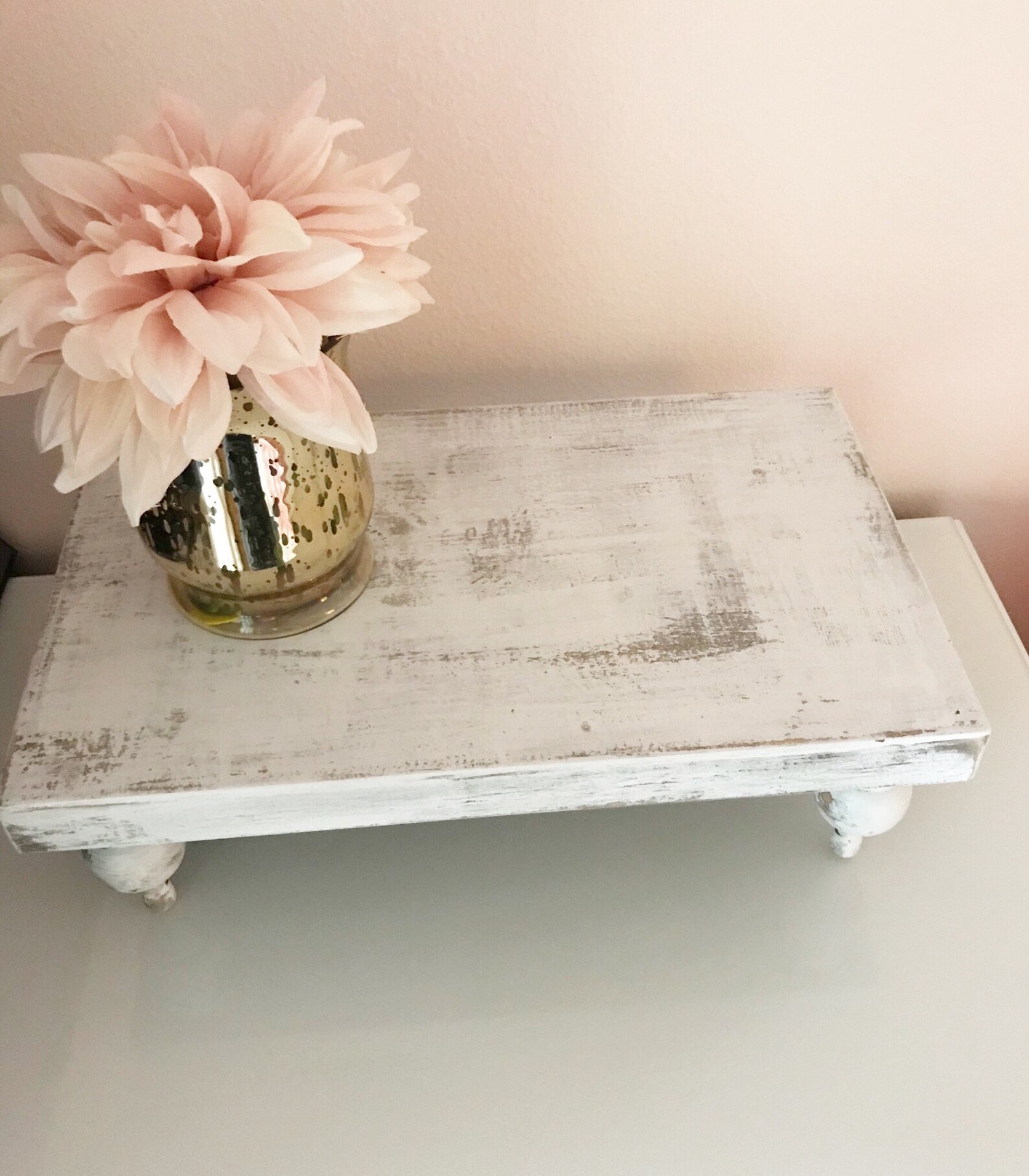 Distressed Long Farmhouse Wood Rise farmhouse Pedestal Tray - Etsy