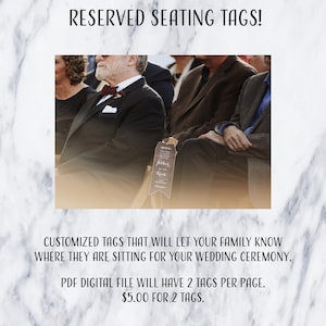 Wedding Ceremony Reserved Seating Signs - Etsy