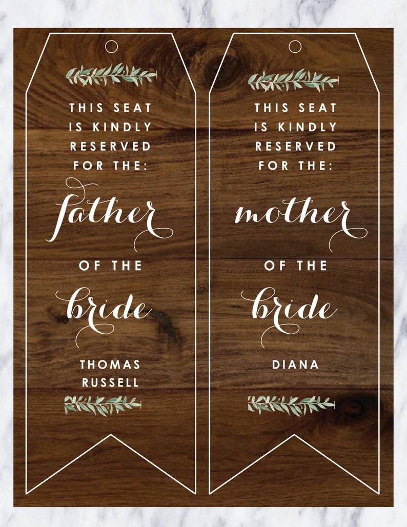 Wedding Ceremony Reserved Seating Signs - Etsy