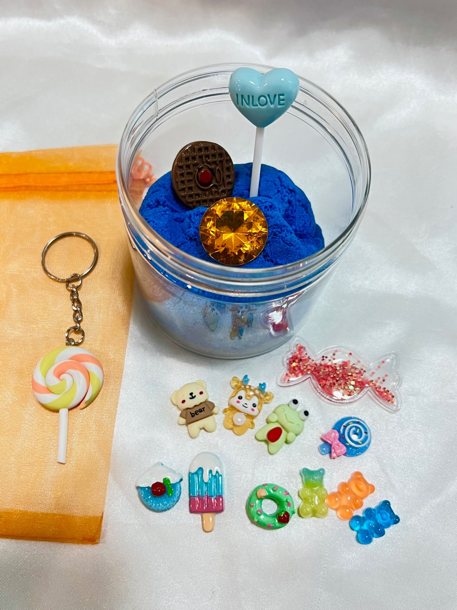 Blue Kinetic Sand Sensory Jar Filled With Sweet Charms - Etsy