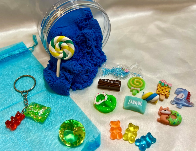 Blue Kinetic Sand Sensory Jar Filled With Sweet Charms - Etsy