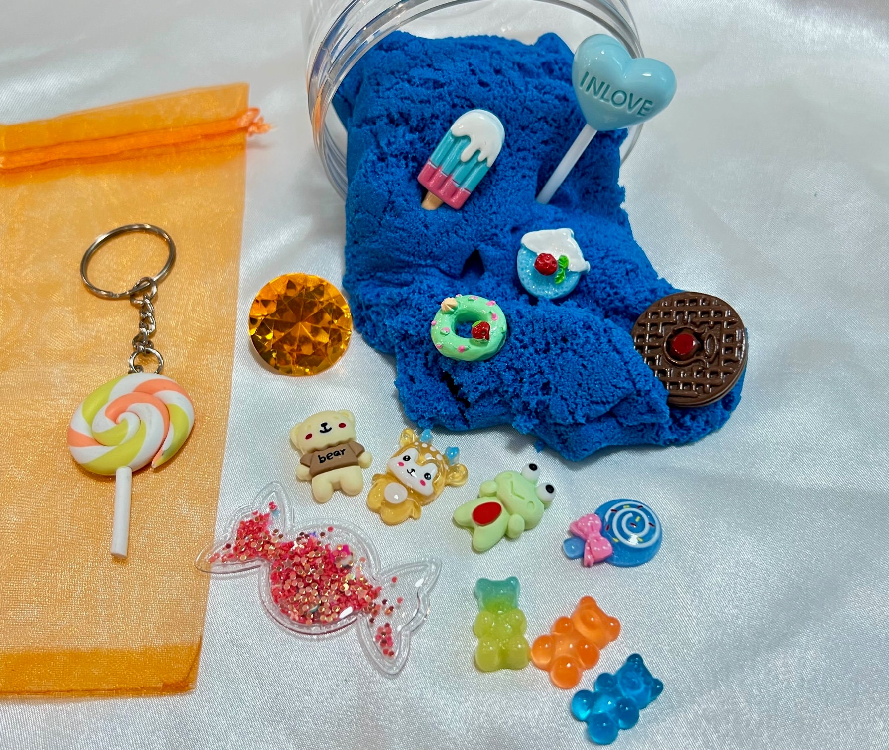 Blue Kinetic Sand Sensory Jar Filled With Sweet Charms - Etsy
