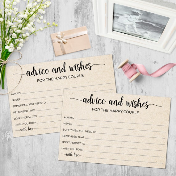 Wedding Advice Cards 50 Cards 4x6 Wishes For Happy Couple Etsy