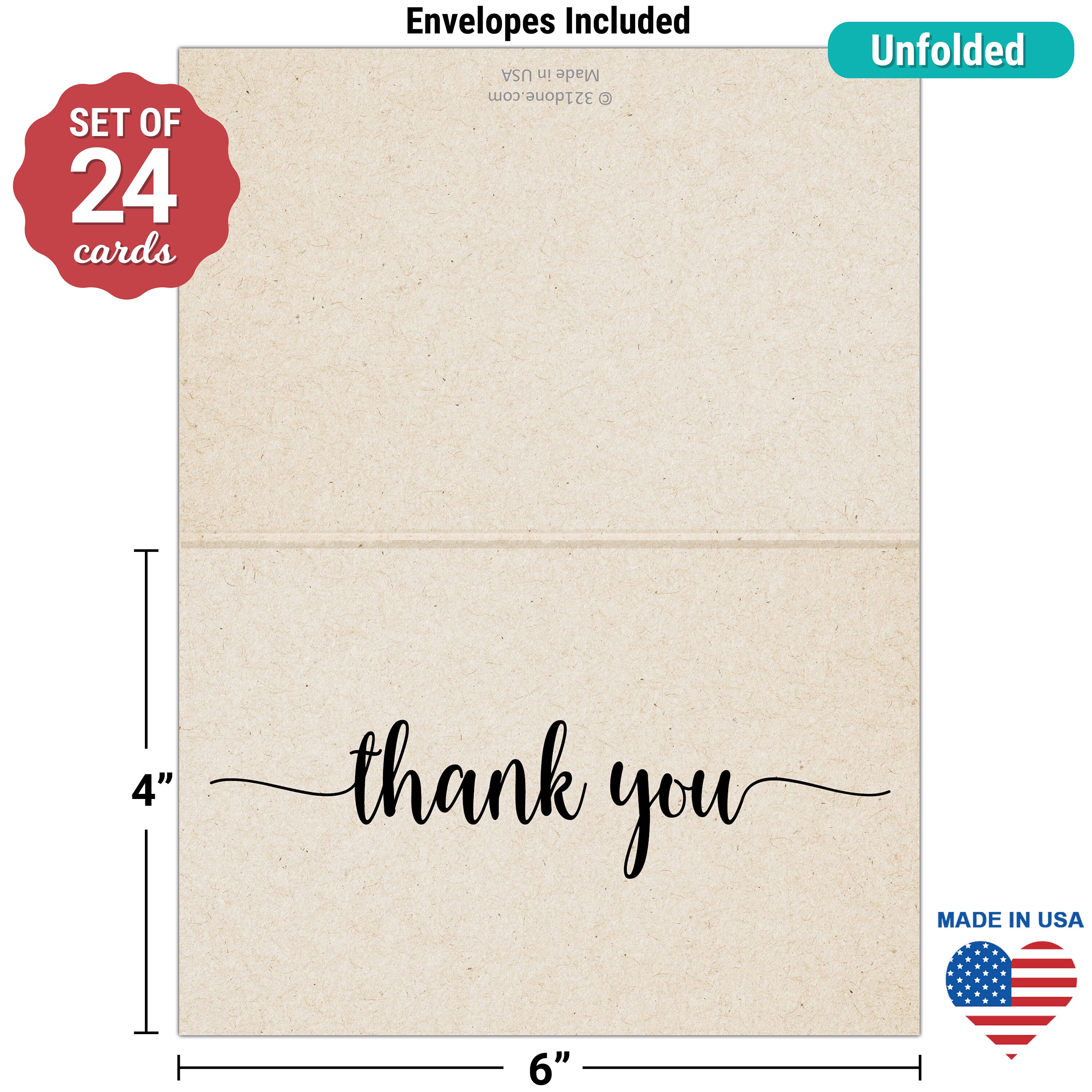 Thank You Cards 24 Cards And Envelopes Folded Greeting Card Etsy