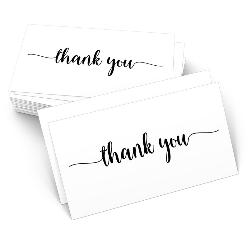 Thank You Notecards Small Set Of 50 Business Card Size 3 5x2 Etsy