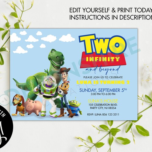 Two Infinity and Beyond Birthday Invitation Two Infinity - Etsy