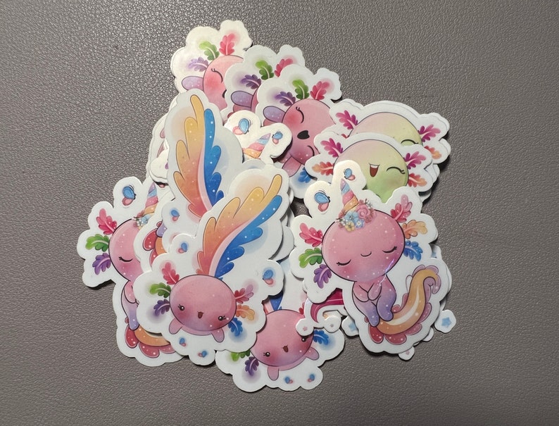 Axolotl Sticker Waterproof Glossy Waterproof Vinyl Sticker, Waterproof ...