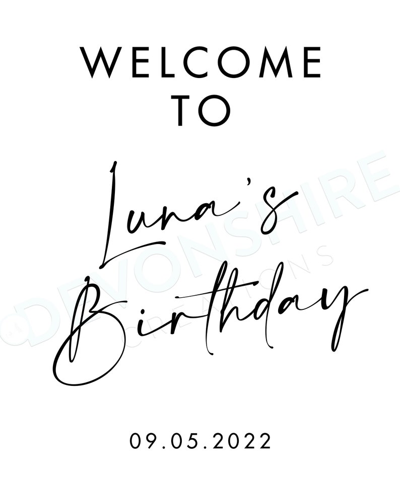 EDIT YOURSELF - Welcome Birthday Party Sign Birthday, Custom Welcome ...