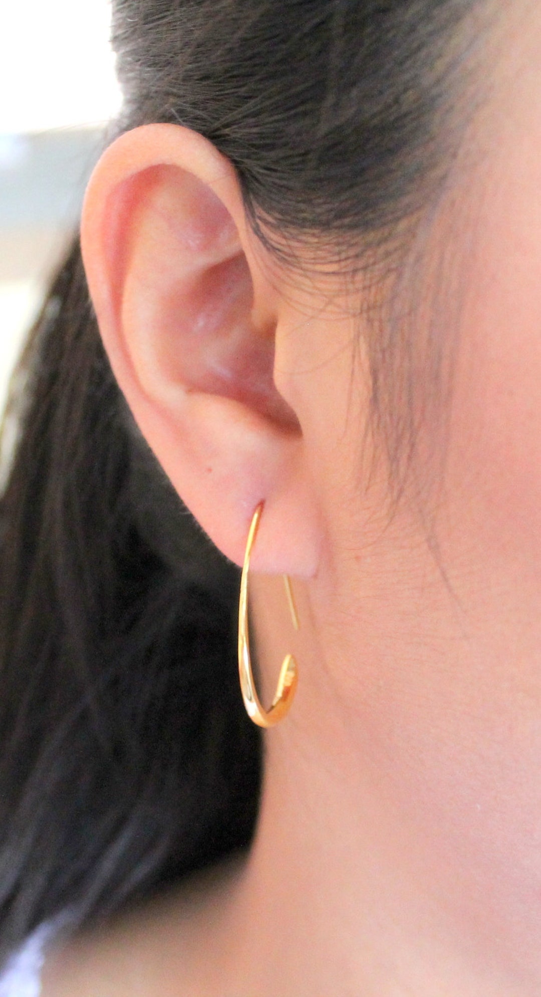 Sterling Silver Hoop Earrings, Minimalist Threader Earrings Hoop ...