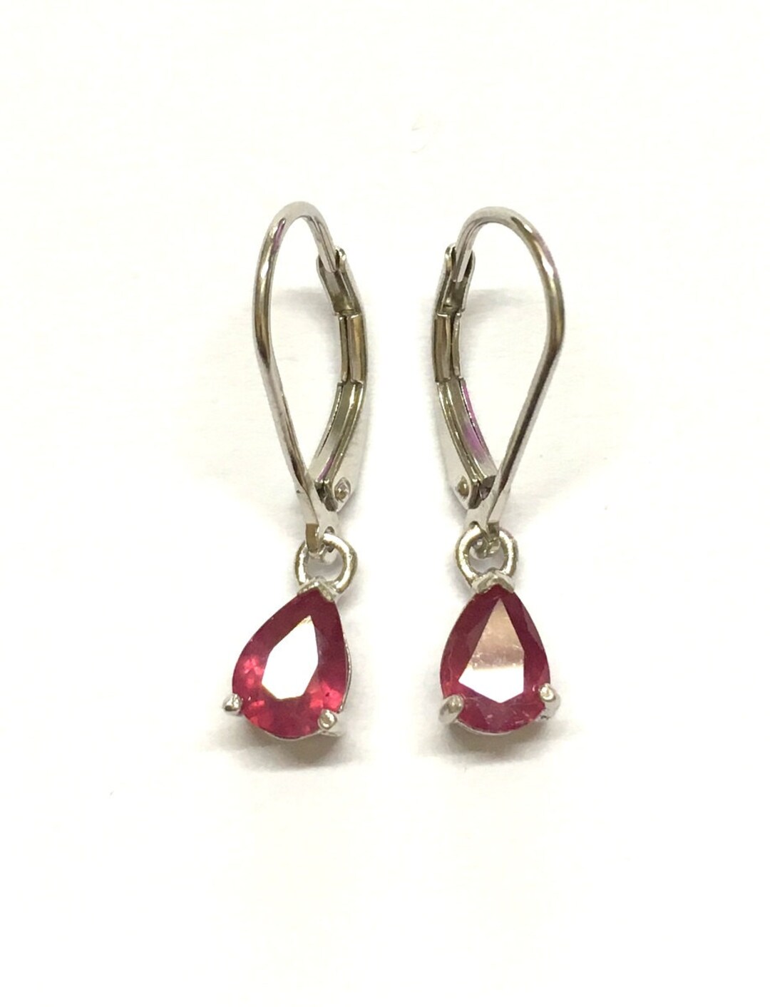 Natural Ruby Earrings With Lever Back, Sterling Silver Ruby Earrings ...