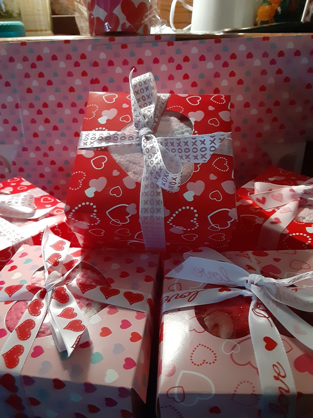 Fuzzy Sock Cupcake in a Heart Print Cupcake Box - Etsy