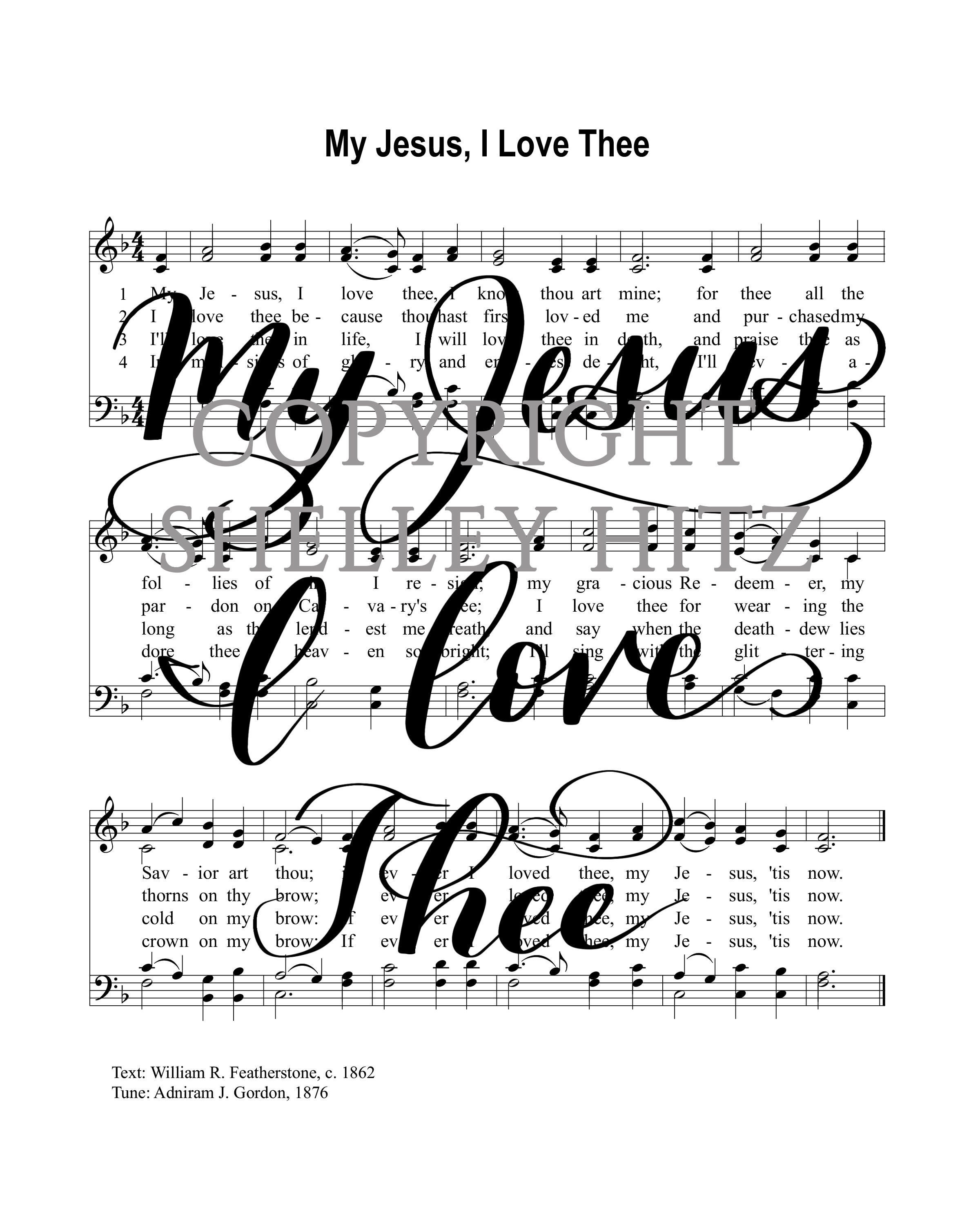 My Jesus I Love Thee Hymn Download Music Wall Art Hymnal | Etsy
