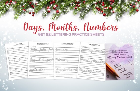 Days of the Week Month of the Year and Numbers Worksheet for | Etsy