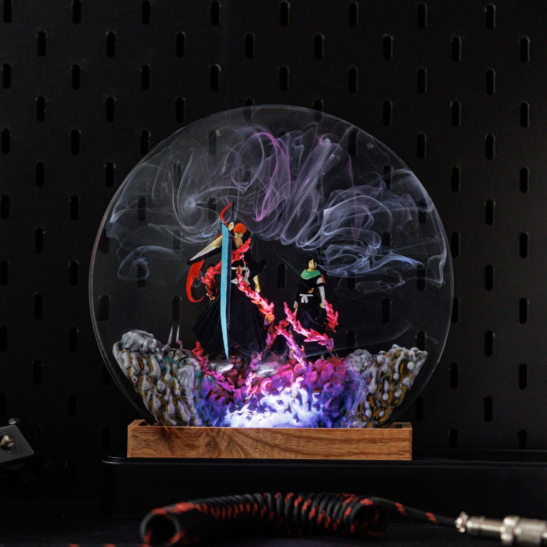 Mythical War Resin Lamp, Fantasy Battle Scene Art Night Light, Unique ...