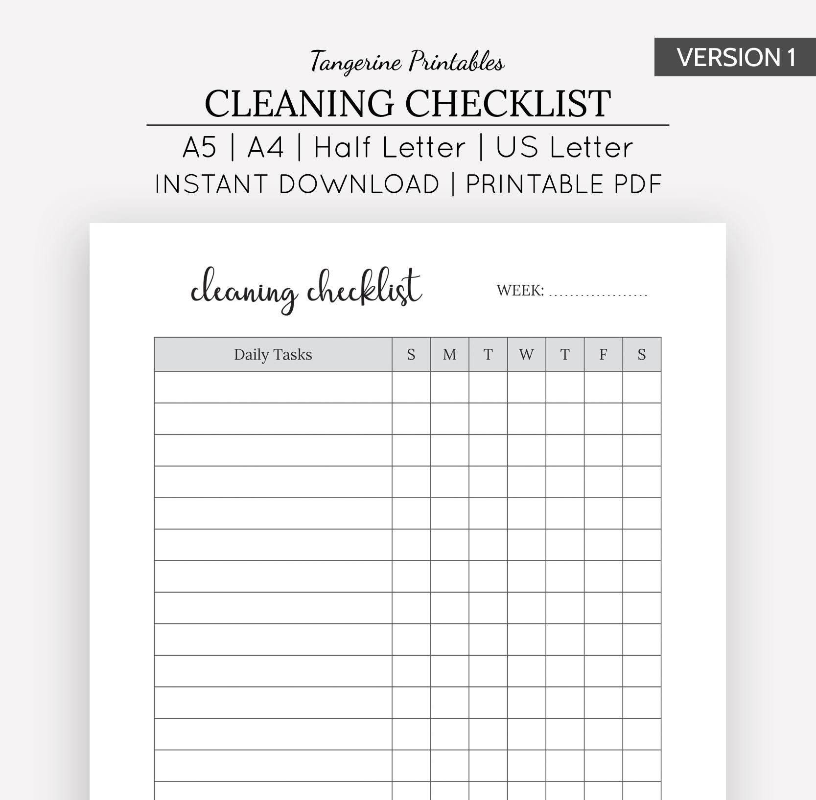 Paper & Party Supplies Paper Cleaning Planner Cleaning Template Instant ...