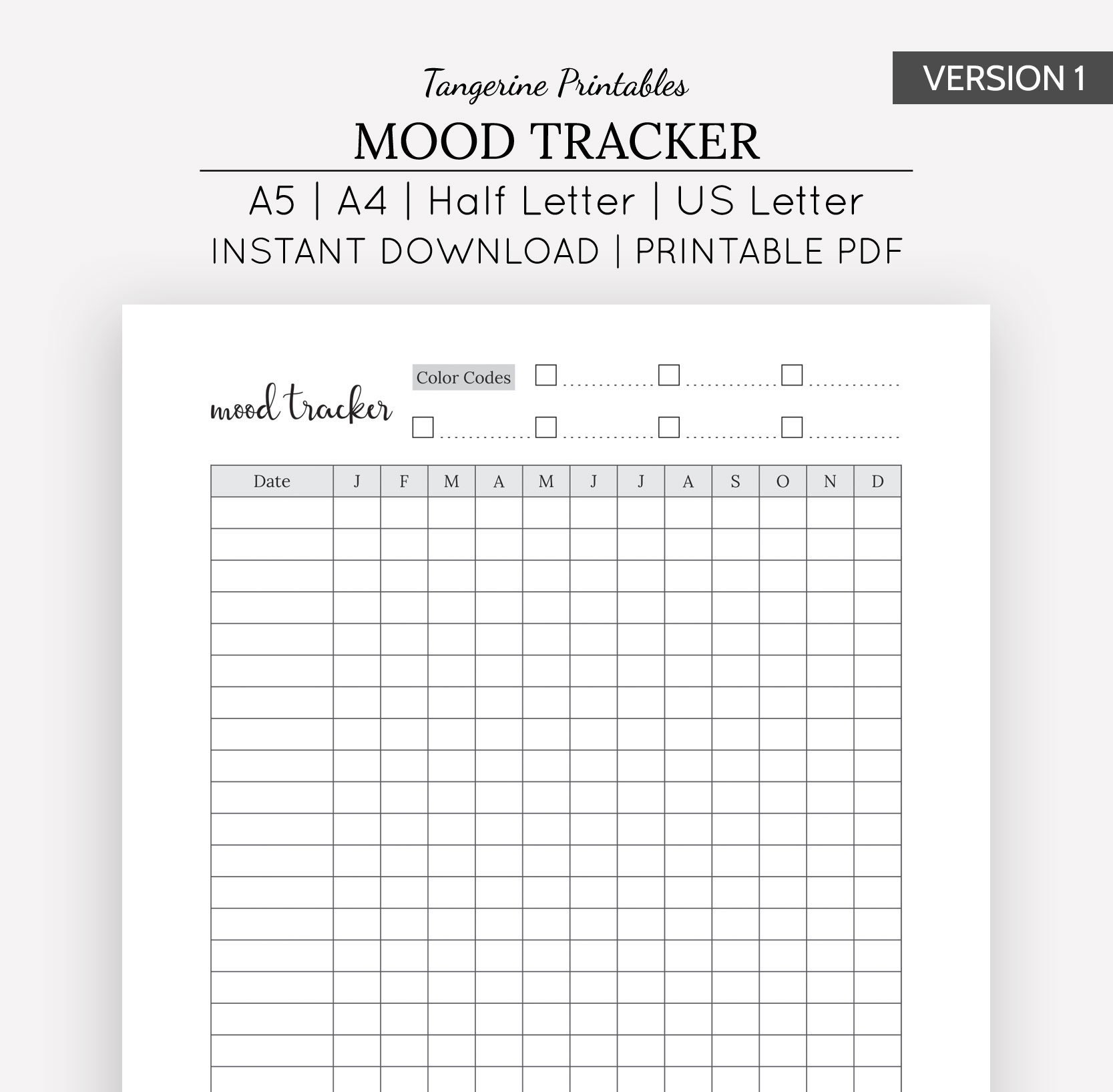 Paper US Letter Sizes Printable Tracker A5 Filofax Printable Planner ...