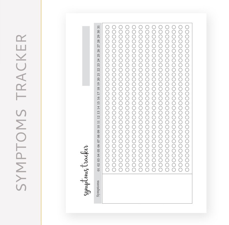 Symptoms Tracker Monthly Symptom Tracker Printable Planner | Etsy