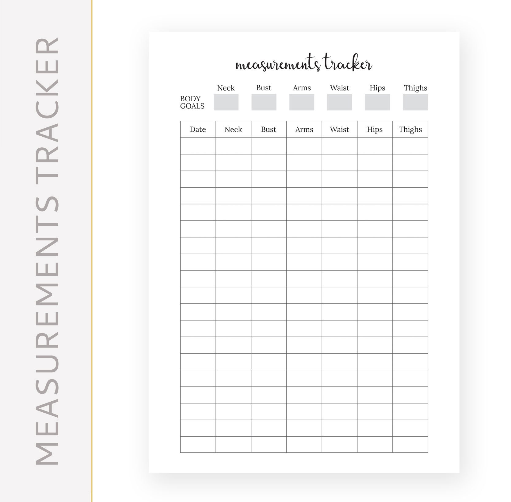 Measurement Tracker Printable Planner A5 A4 US Letter Half | Etsy