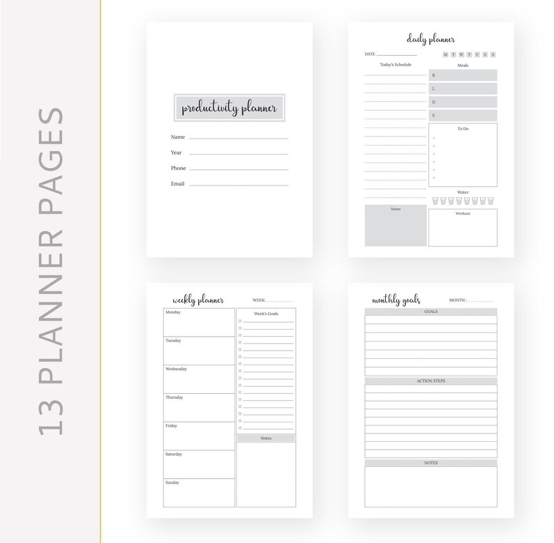 Productivity Planner Printable Productivity Template | Etsy