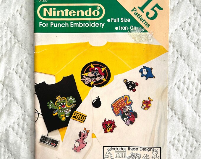 Super Mario Brothers Patterns for Punch Embroidery| Vintage Mario Purr ...