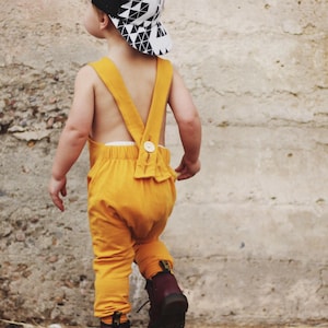 Yellow Overalls - Toddler Overalls- Baby Romper - Toddler Romper - Boho ...