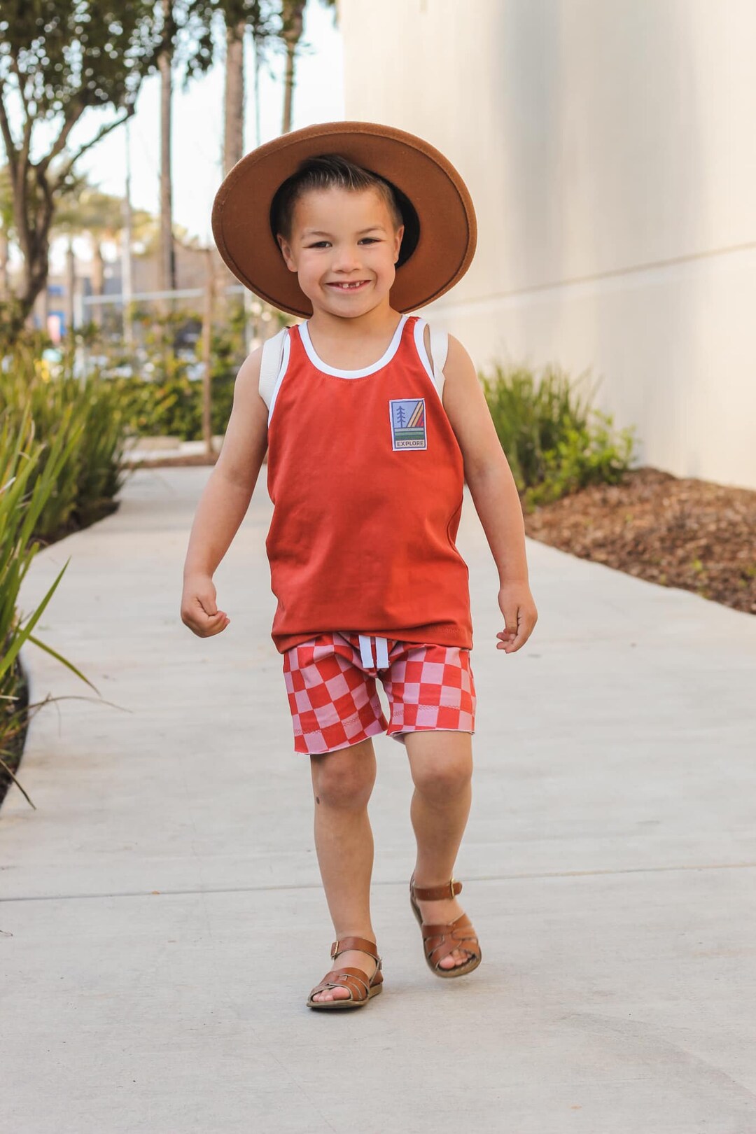 Terracotta Retro Ringer Tank for Kids - Explore - Hiking Shirt for Kids ...
