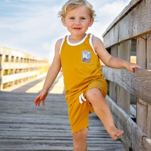 Mustard Retro Ringer Tank for Kids - Midbest Kid - Hiking Shirt for ...