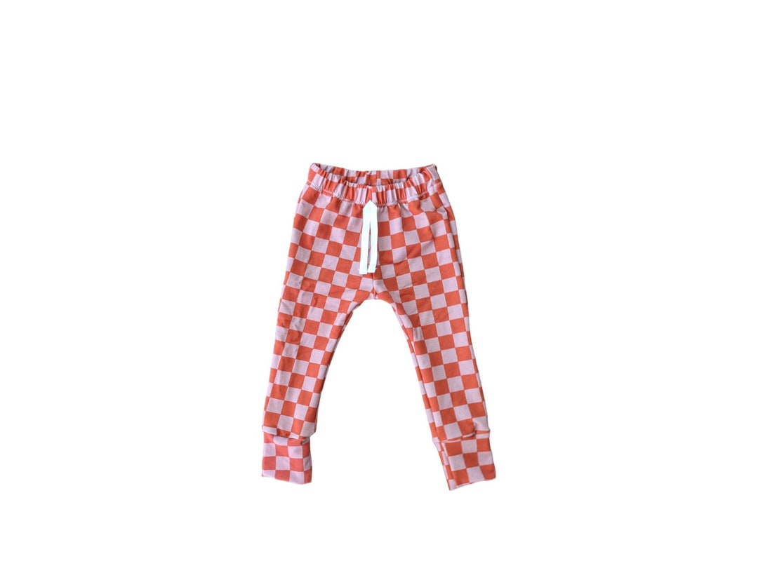 Terracotta Checker Pants - French Terry Leggings - Checker Pants for ...