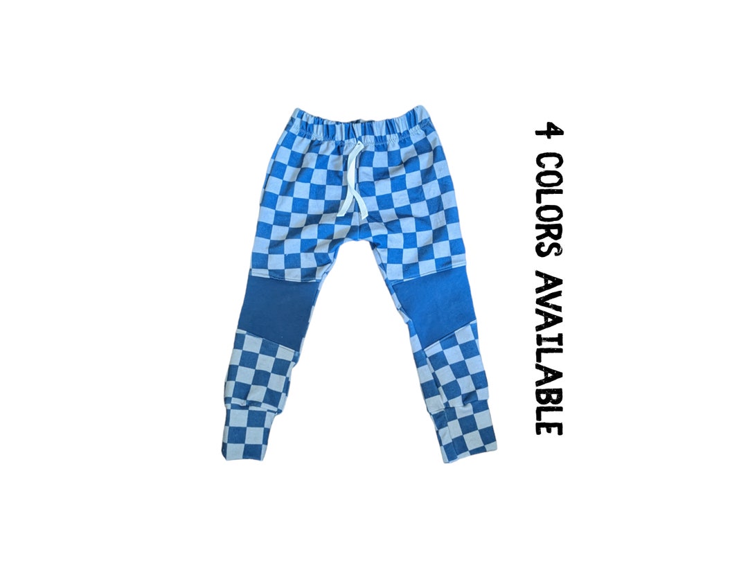 Knee Patch Checked Joggers - Etsy