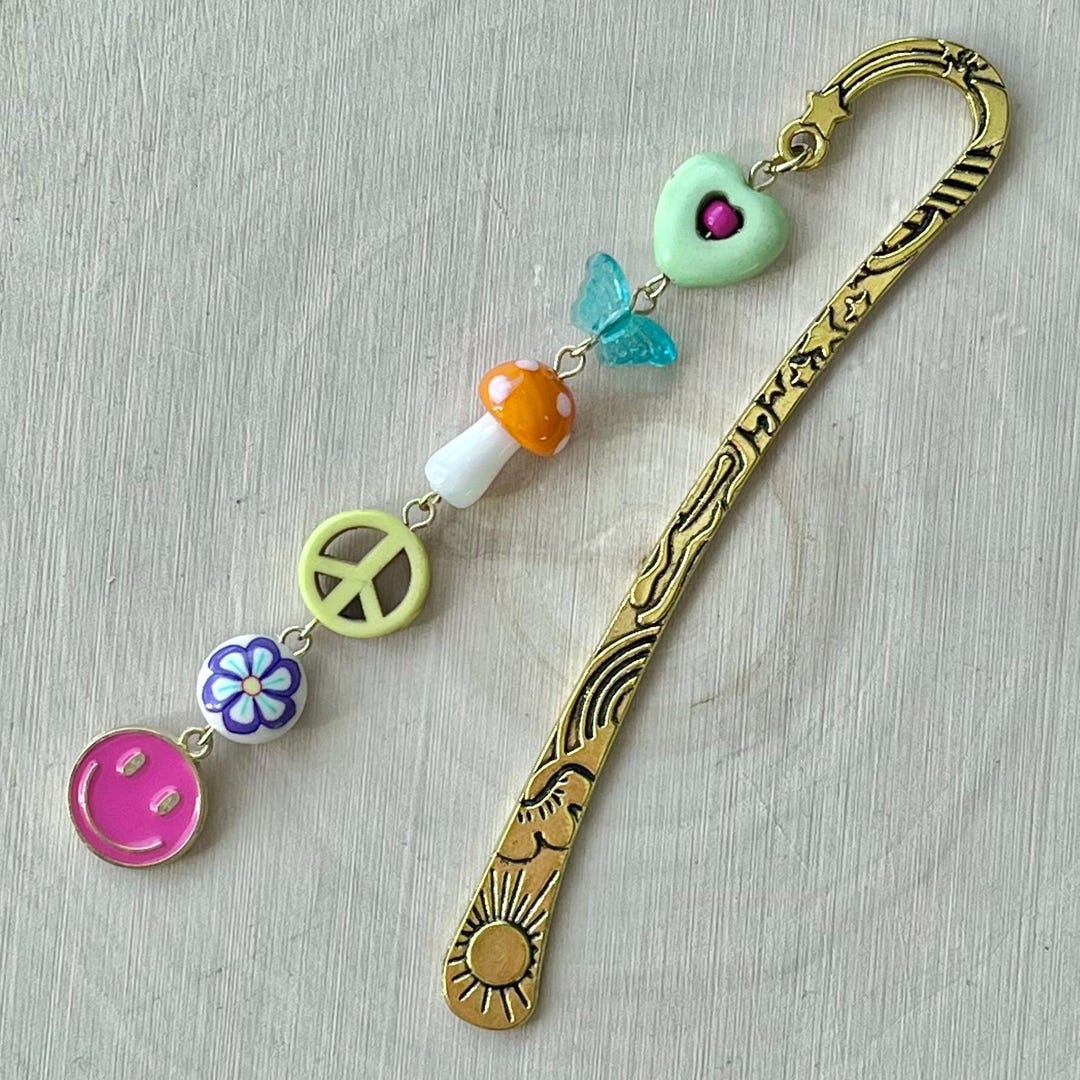 Peace Sign Boho Beaded Bookmark - Etsy