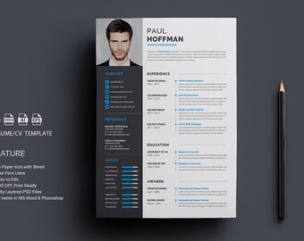 Modern Resume Template & Cover Letter Icon Set for Microsoft Word 4 ...