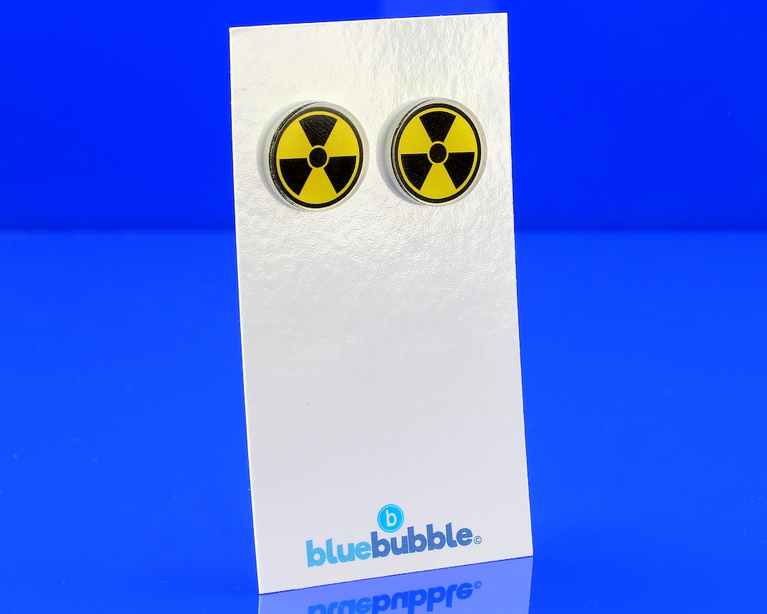 Bluebubble RETRO Radioactive Symbol Round Charm Stud Earrings on Gift ...