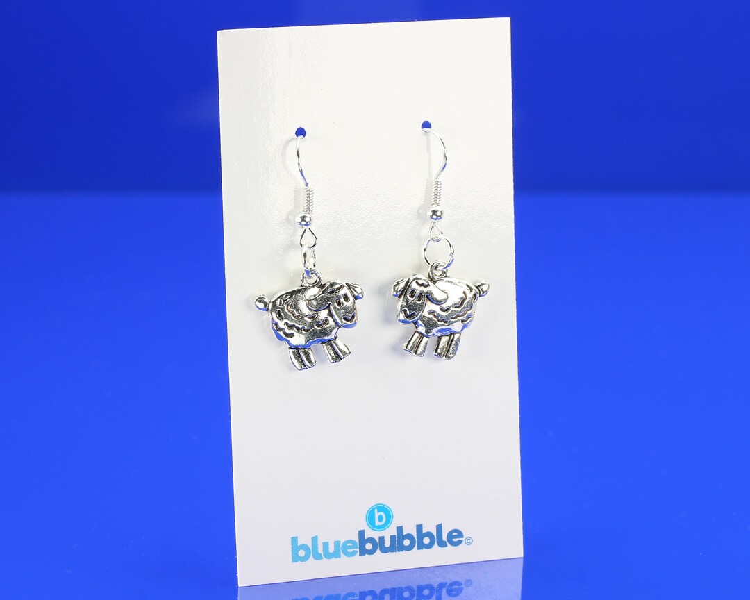 Bluebubble BO PEEP Lucky Silver Sheep Dangle Earrings on Gift Card ...
