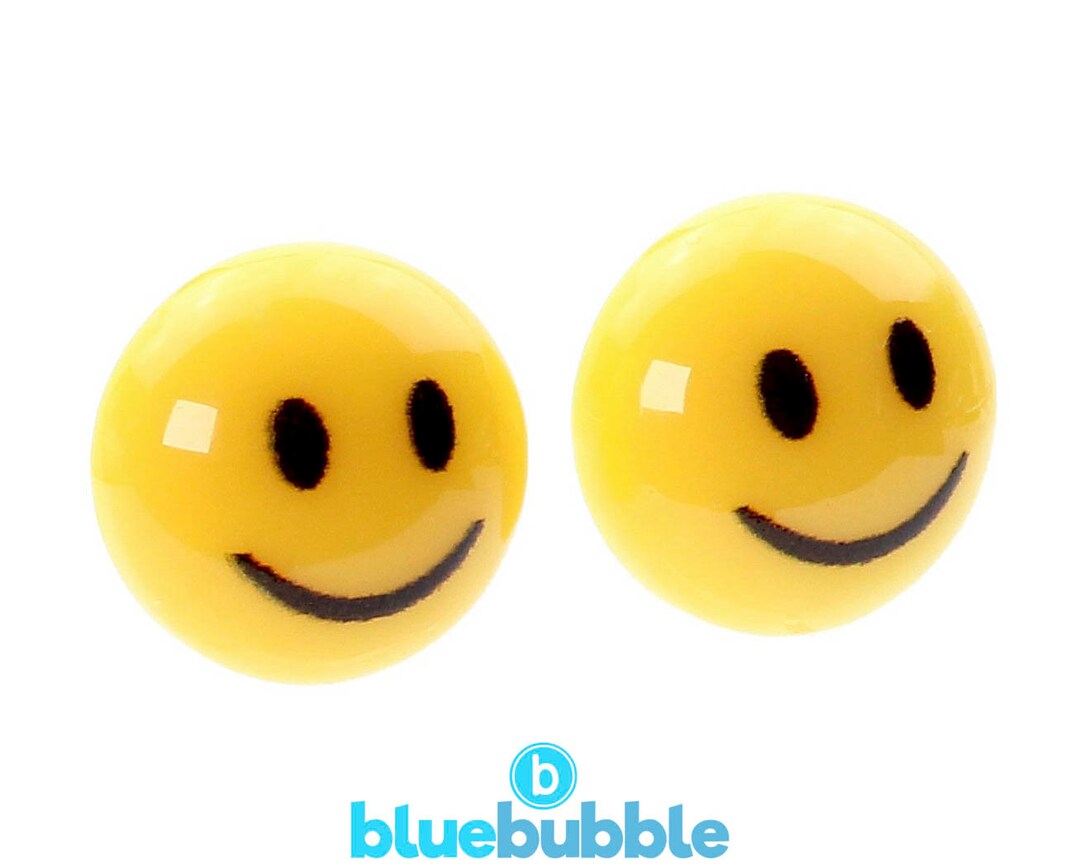 Bluebubble RAVE ON Yellow Happy Face Stud Earrings on Gift Card - Cool ...