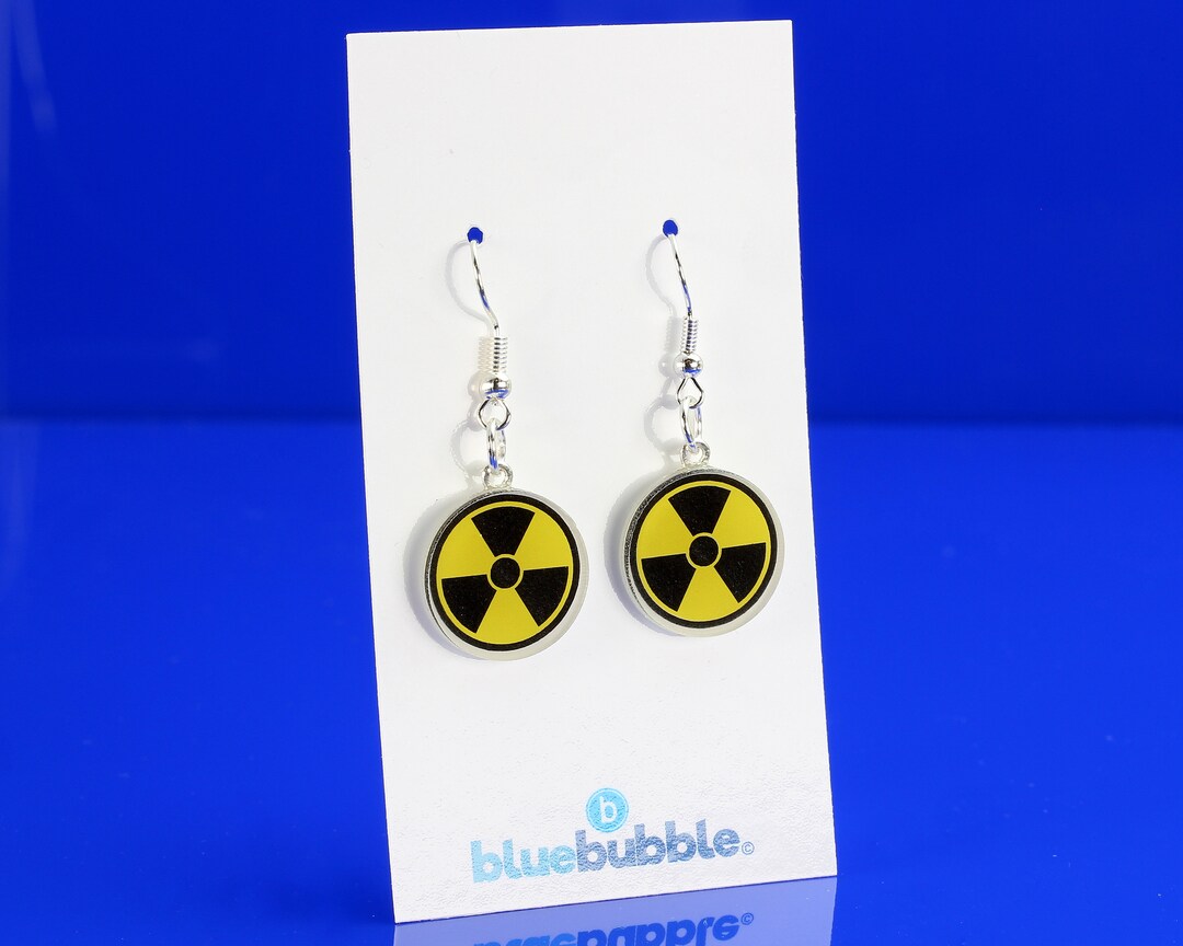 Bluebubble RETRO Radioactive Symbol Round Charm Dangle Earrings on Gift ...