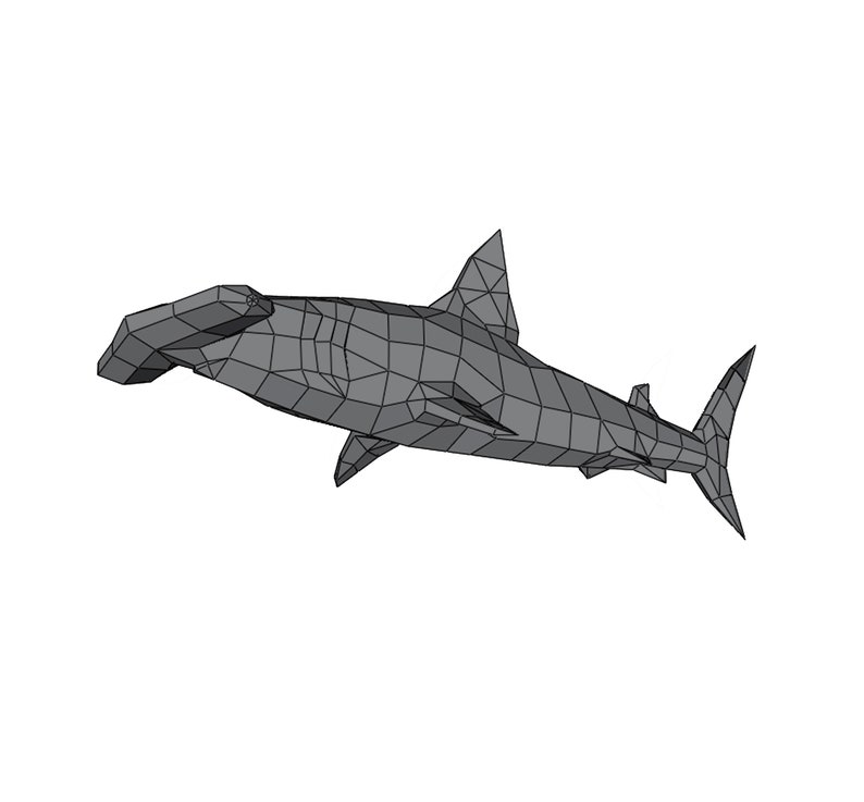 Hammerhead Shark Papercraft PDF Download DIY Gift 3D Low Poly Paper ...