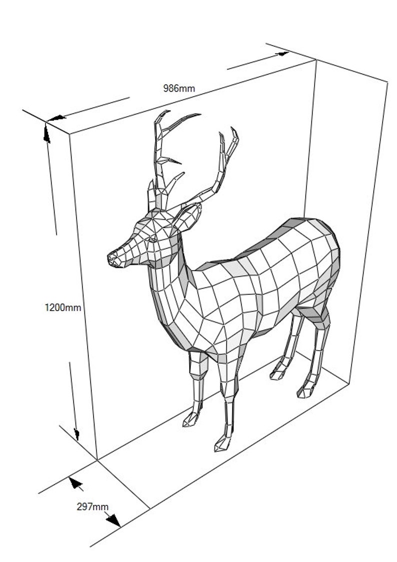 Large Deer Papercraft Sculpture, DIY Low Poly PDF Template - Etsy