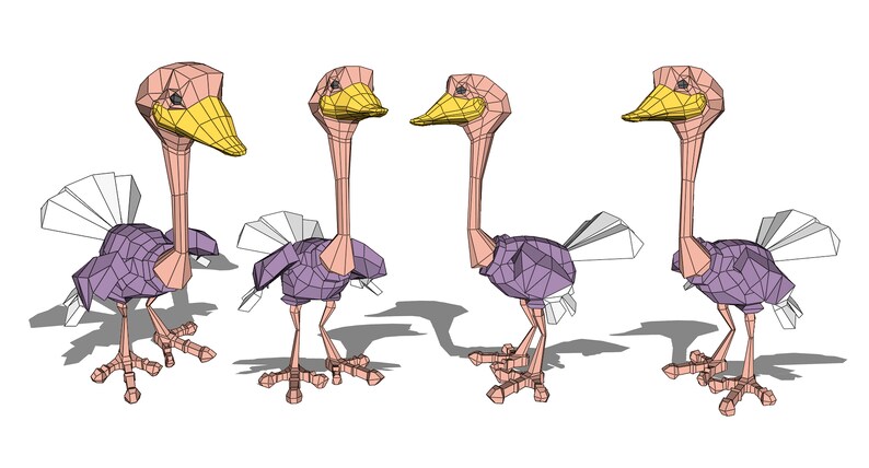 Cartoon Ostrich Papercraft Animal Bird Paper PDF Template | Etsy