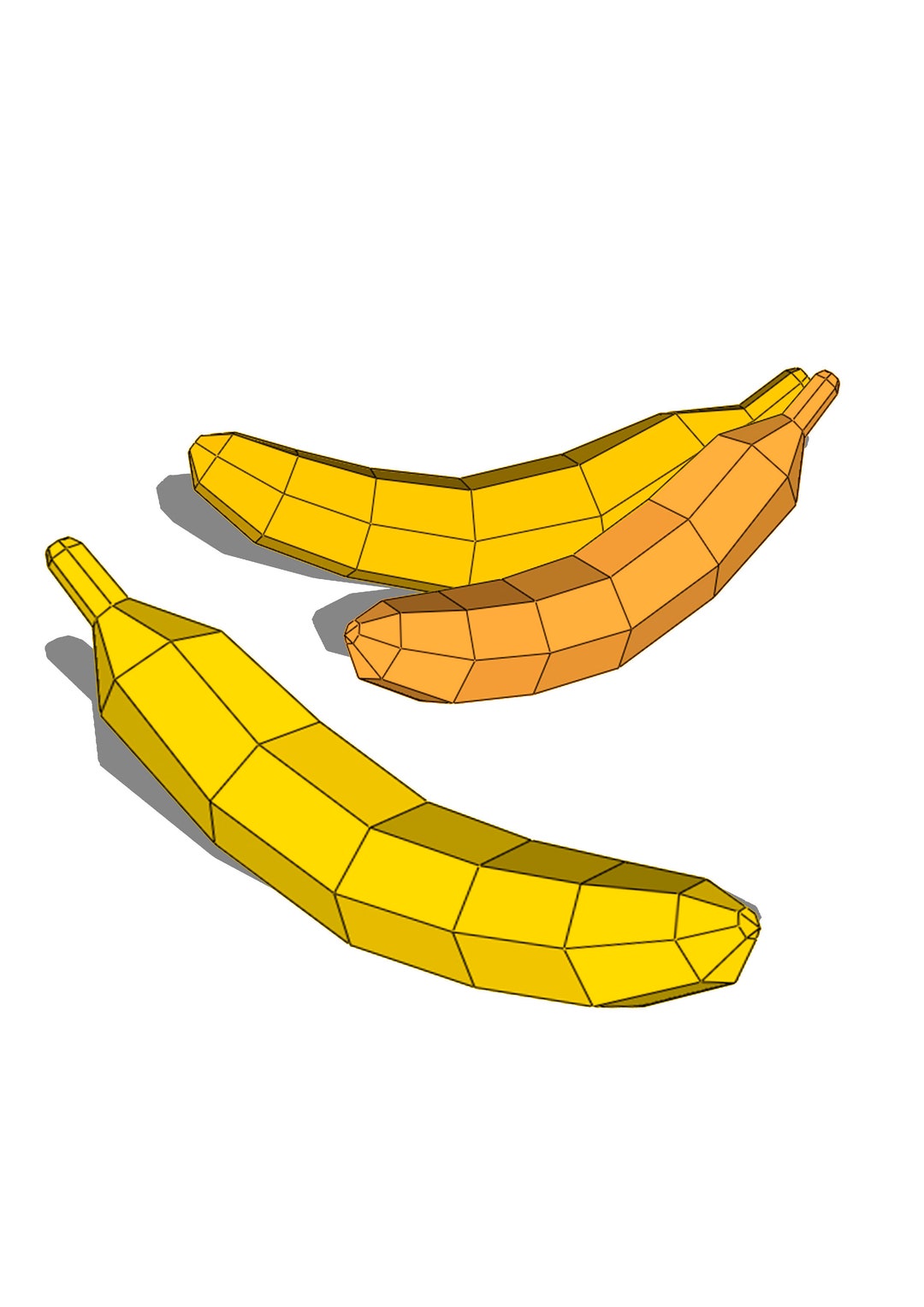 Banana Papercraft Fruit Faux 3D Model Lowpoly, DIY Paper Sculpture ...