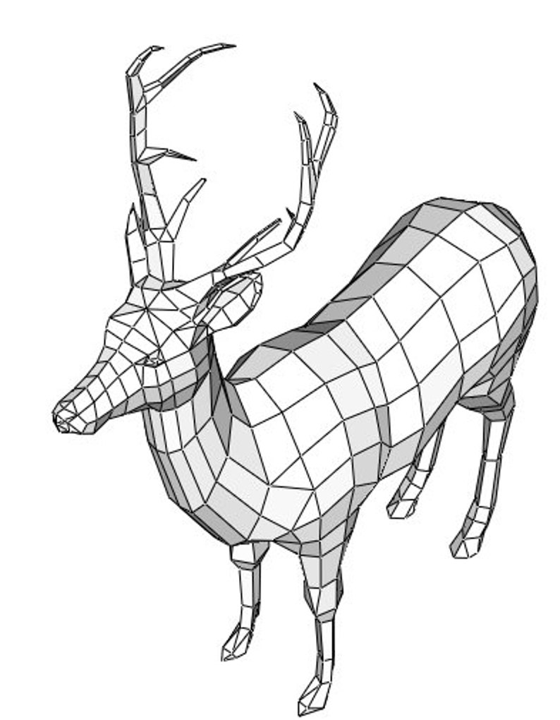 Large Deer Papercraft Sculpture, DIY Low Poly PDF Template - Etsy