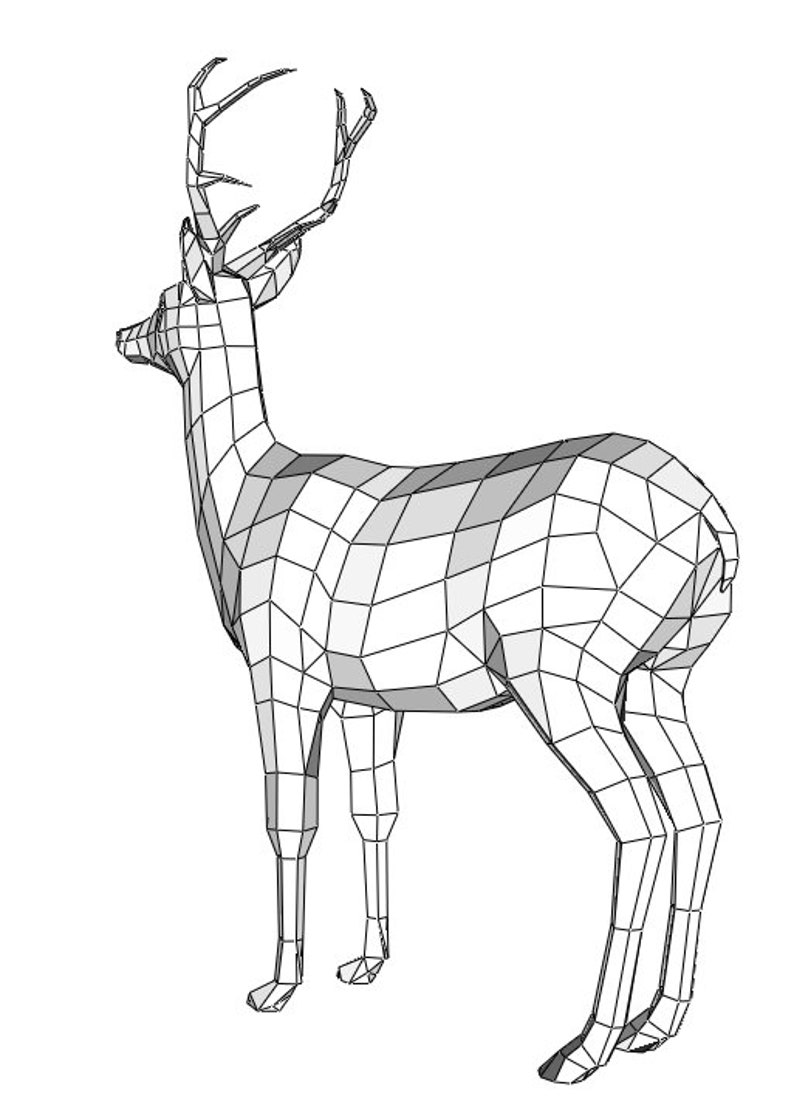 Large Deer Papercraft , Papercraft Deer, DIY Deer, Low Poly Deer, Deer ...