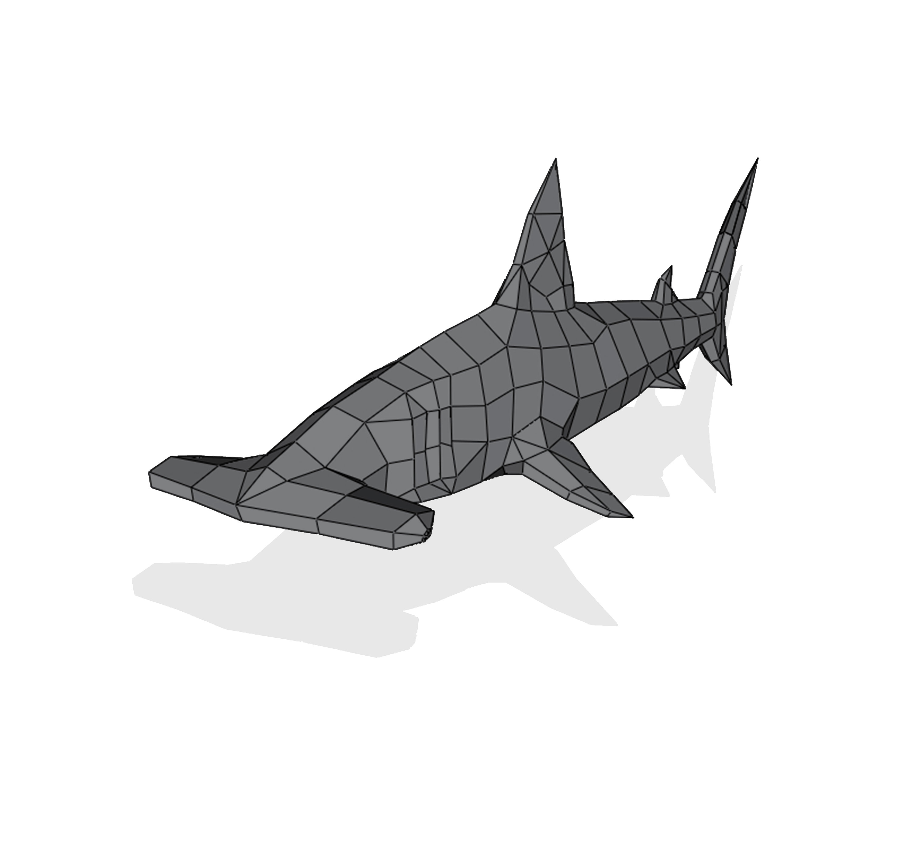 Hammerhead Shark Papercraft PDF Download DIY Gift 3D Low Poly Paper ...
