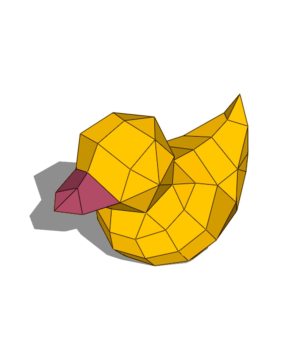 Rubber Duck Papercraft Head Faux Taxidermy 3D Model Lowpoly, DIY Paper ...