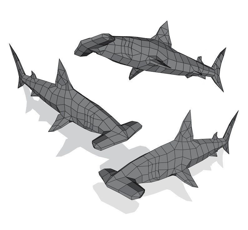 Hammerhead Shark Papercraft PDF Download DIY Gift 3D Low Poly Paper ...