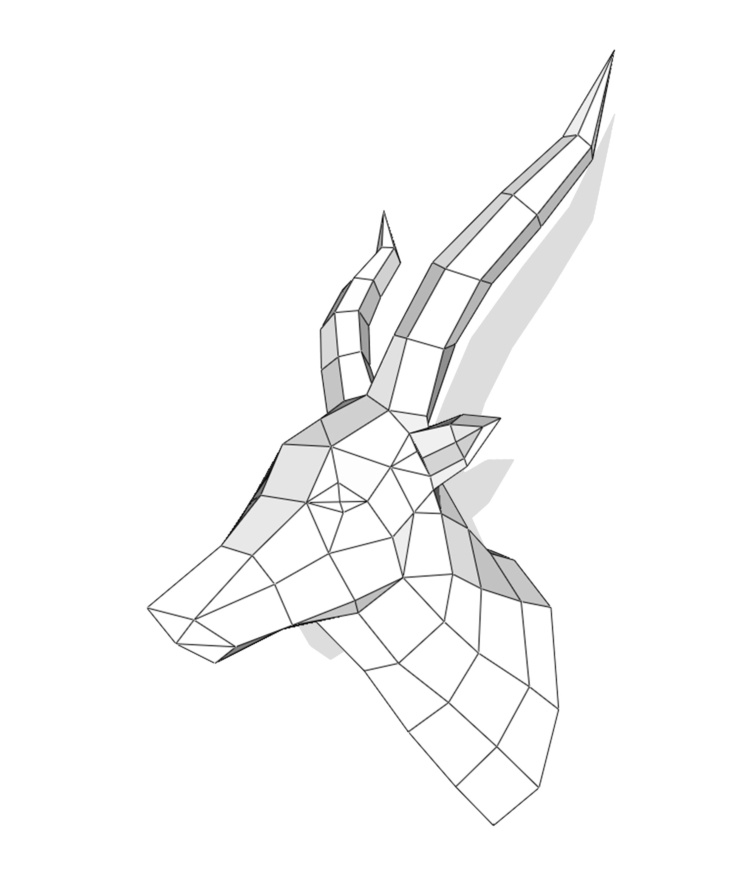 Antilope Gazella Impala Big Geometric Kit Low Poly 3D Papercraft DIY ...