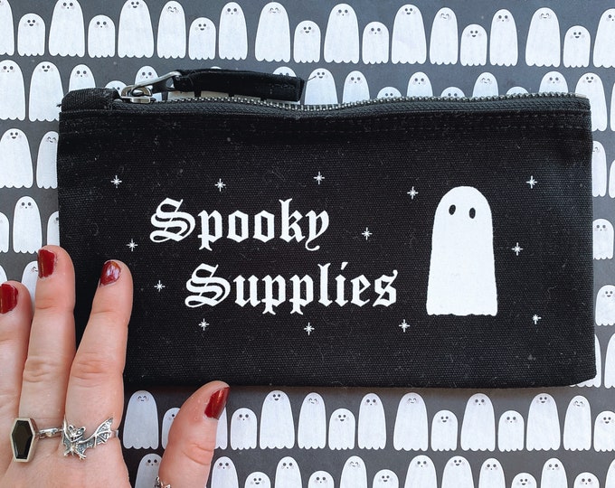Spooky Supplies Ghost Pencil Case // Goth Makeup Bag, Goth Pencil Case ...